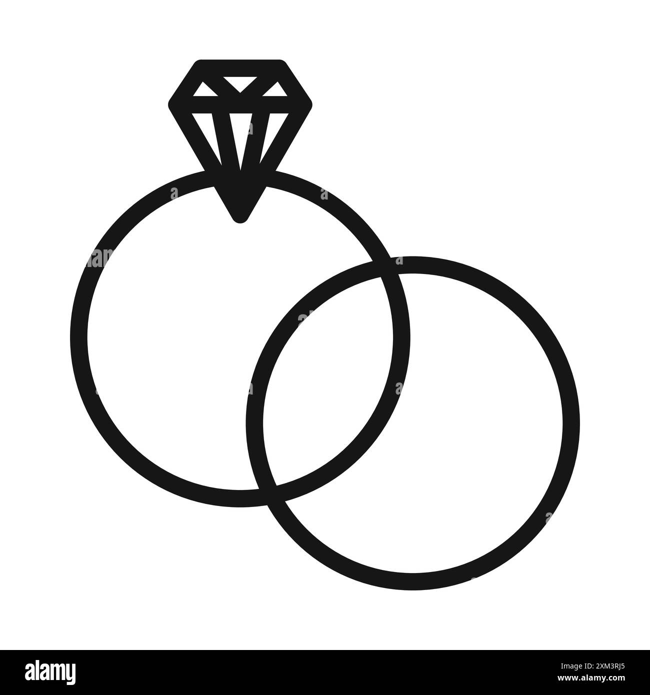 Wedding ring icon Black line art vector in black and white outline set ...