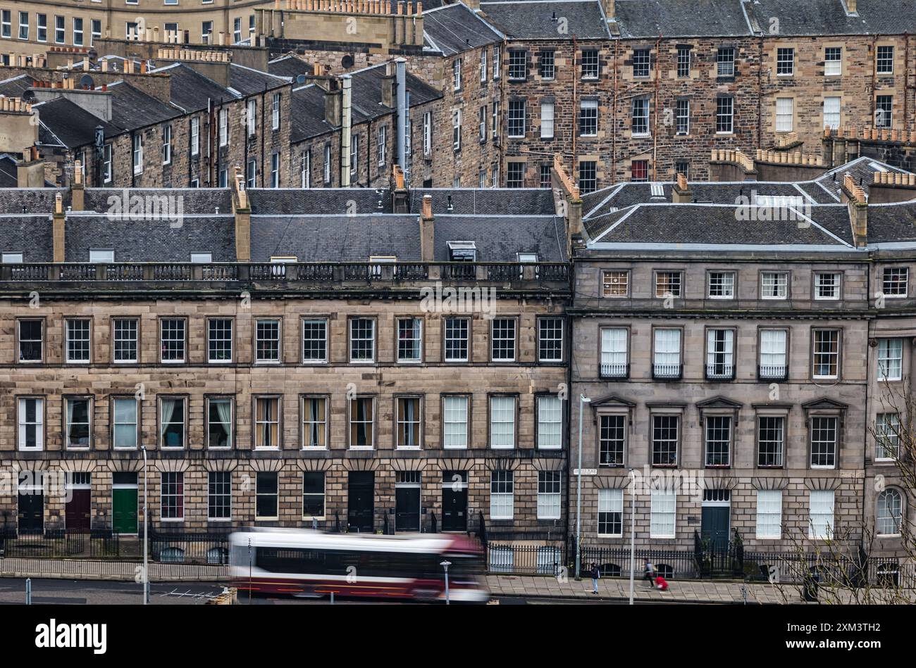 View over Georgian tenement building rooftops at Picardy Place ...