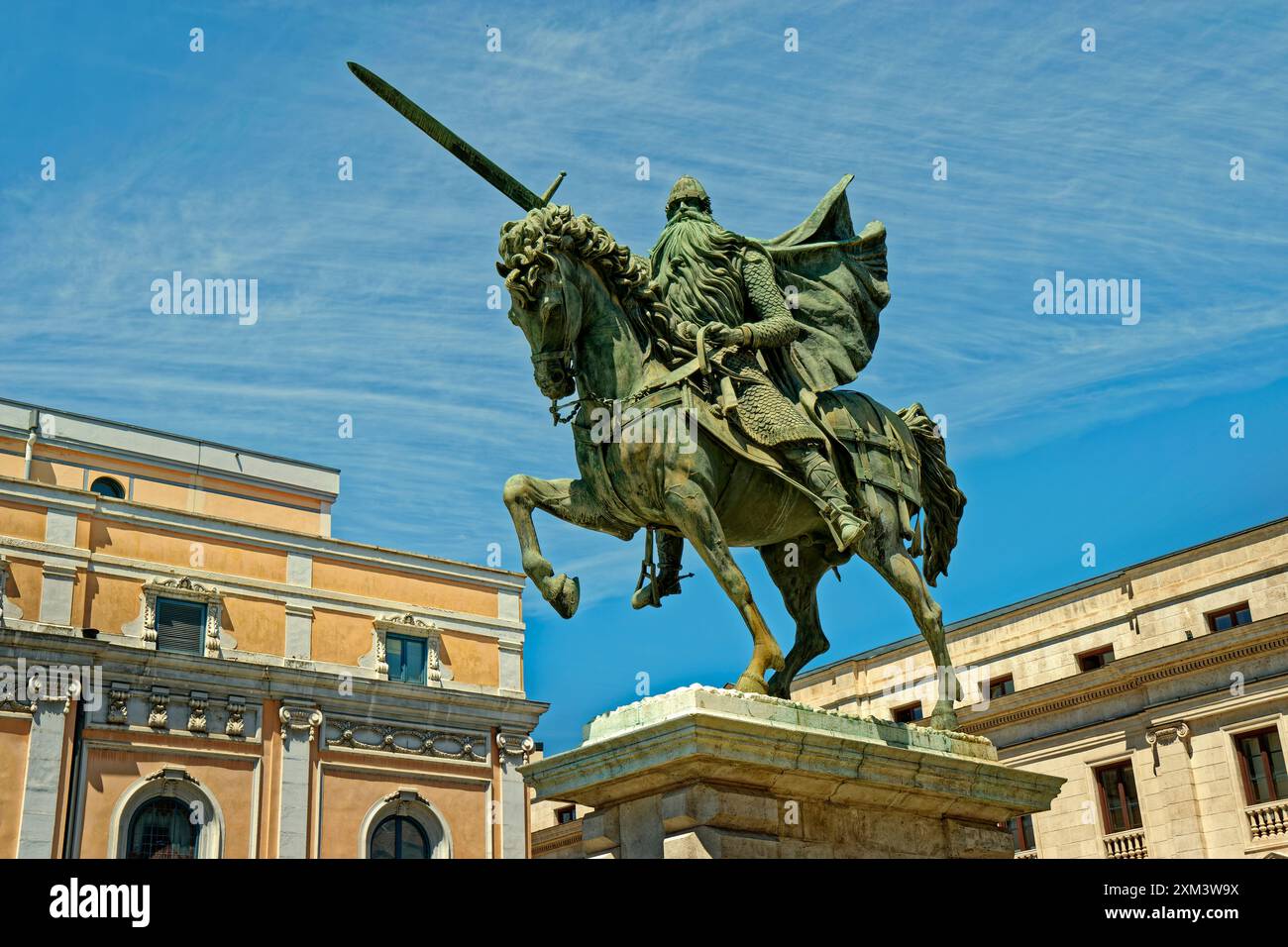 Statue of local hero Rodrigo Diaz de Vivar, also known as El Cid, at ...