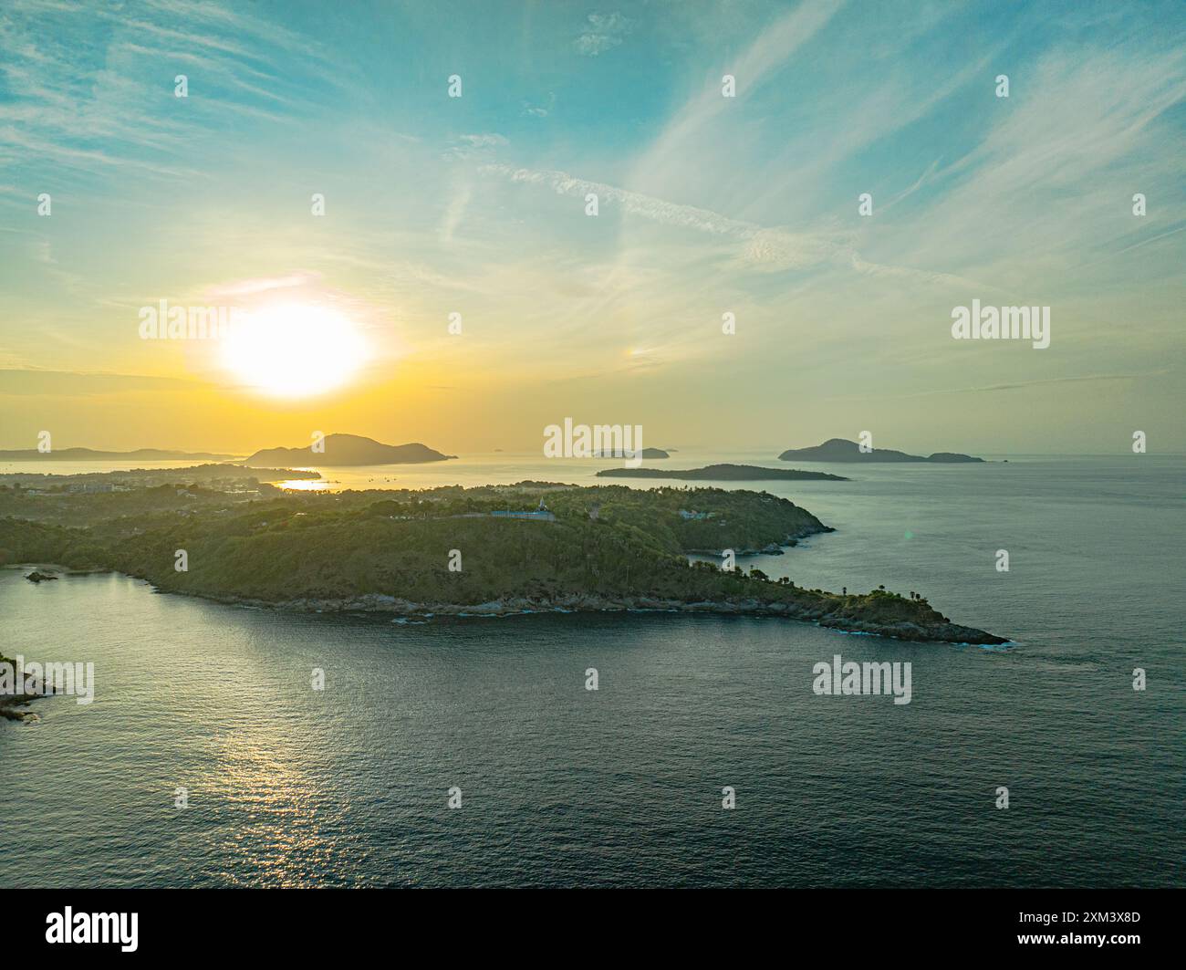 aerial view scenery sunrise at Laem Promthep Cape viewpoint. This is ...