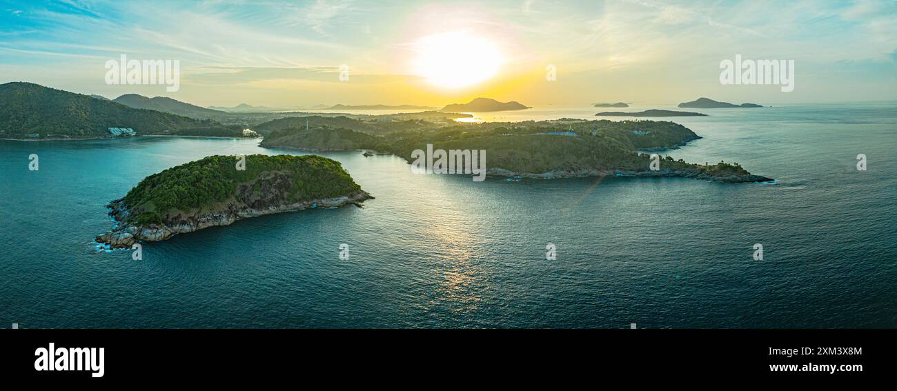 aerial view scenery sunrise at Laem Promthep Cape viewpoint. This is ...