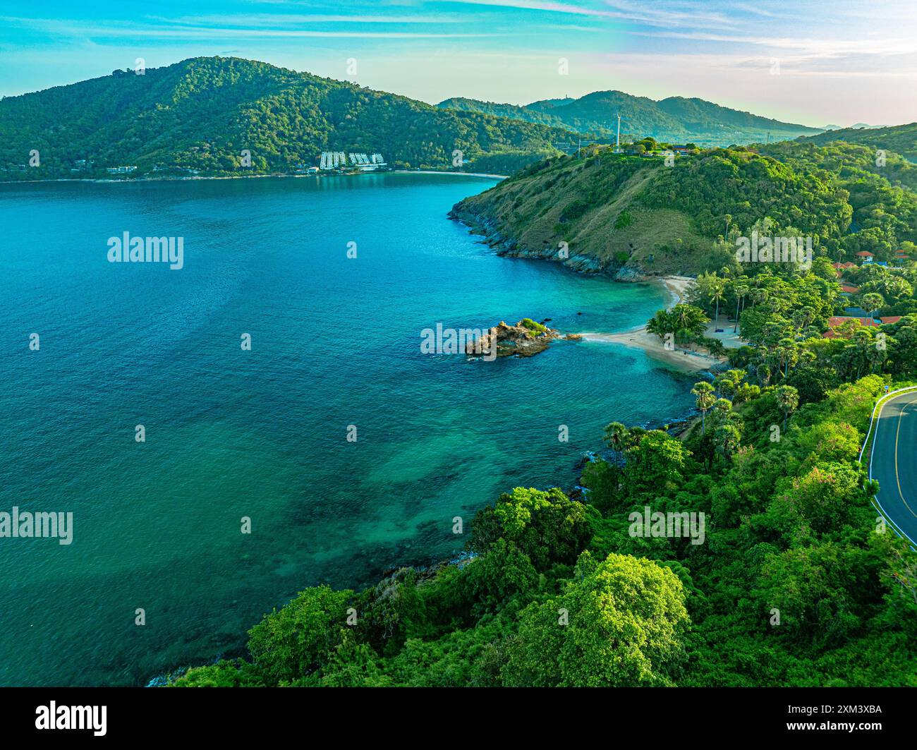 Aerial view smooth waves in green sea at Yanui beach White sandy ...