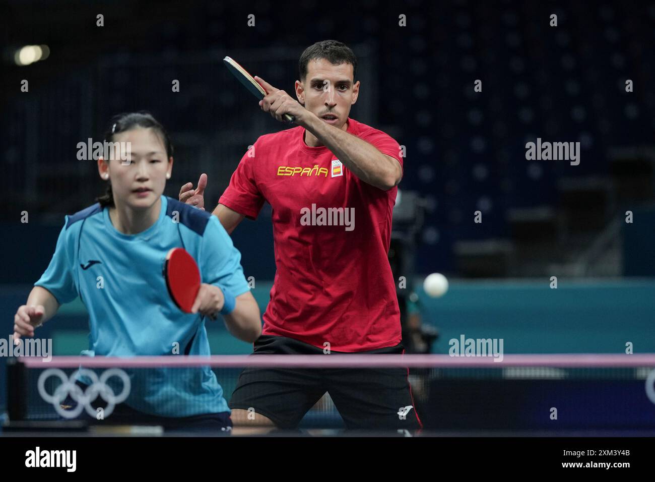 Maria Xiao (ESP) and Alvaro Robles (ESP) during training session of ...