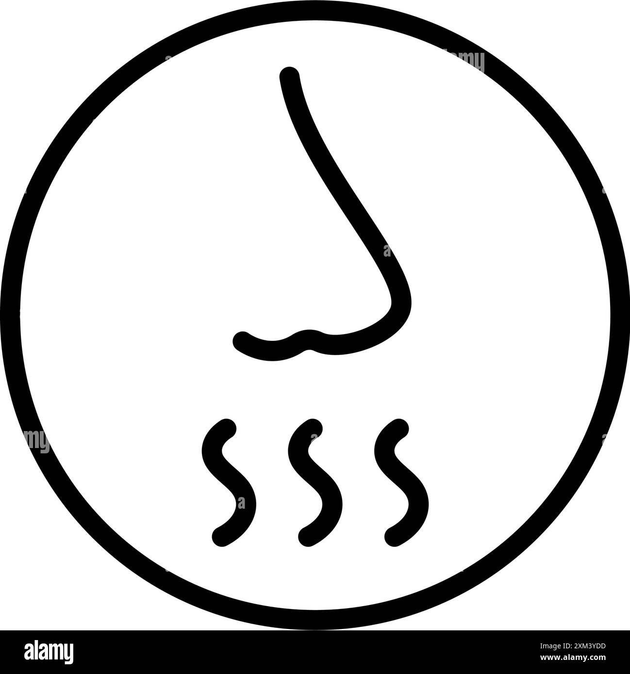 Nasal breathing line icon. Nose inhales fragrance outline icon. Human ...