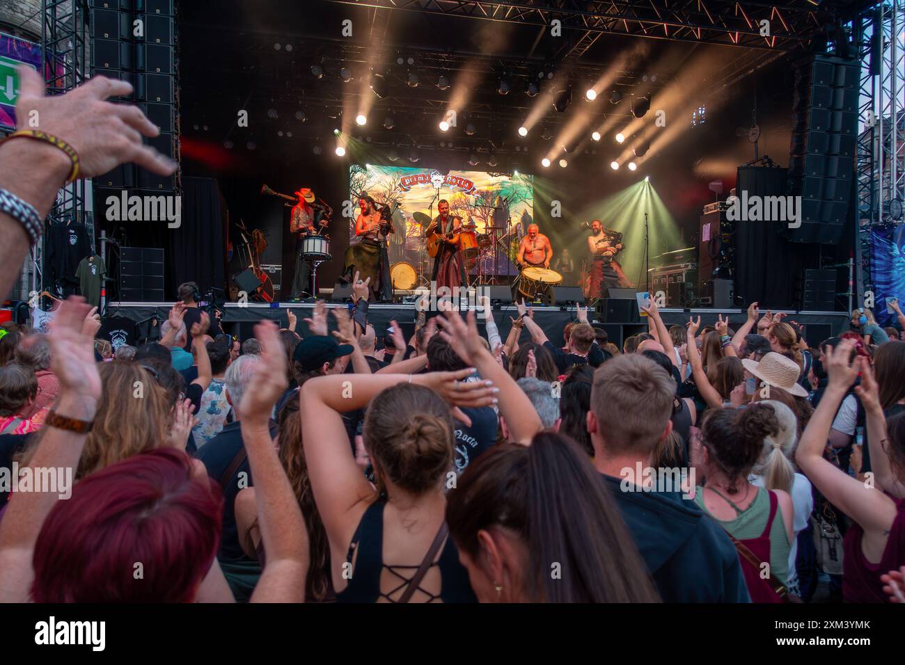 Folk metal band with bagpipes Prima Nocta performing during Gentse ...