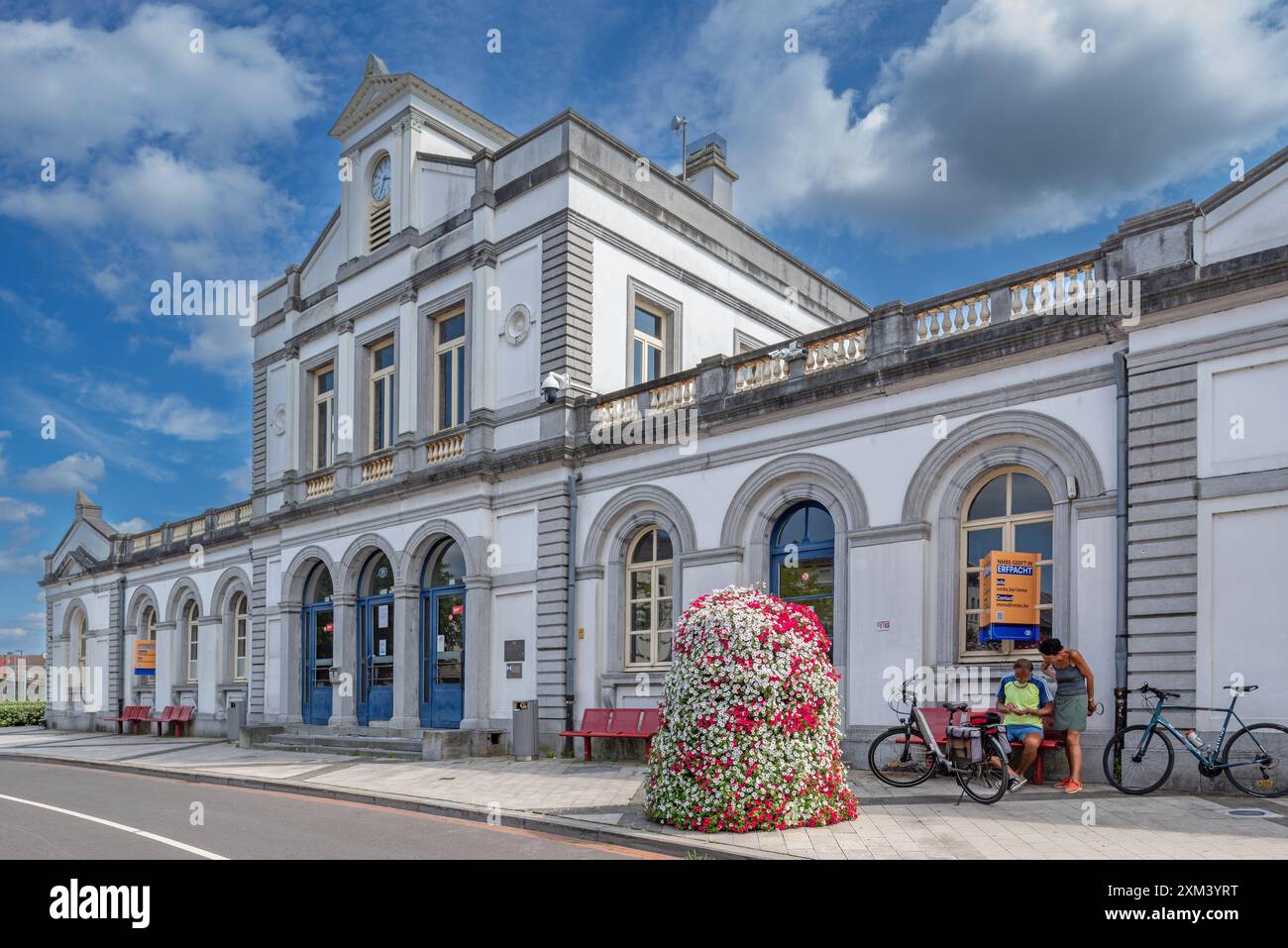 Railway station in classicist style in the city Ronse / Renaix, oldest ...