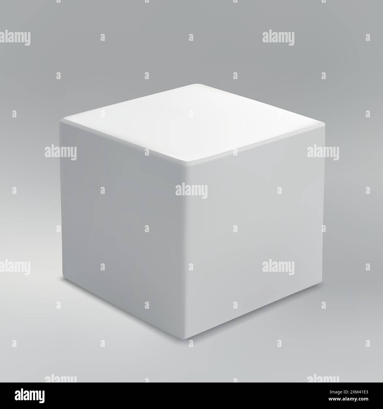 Minimalistic white cube on a smooth gray gradient background, casting a ...