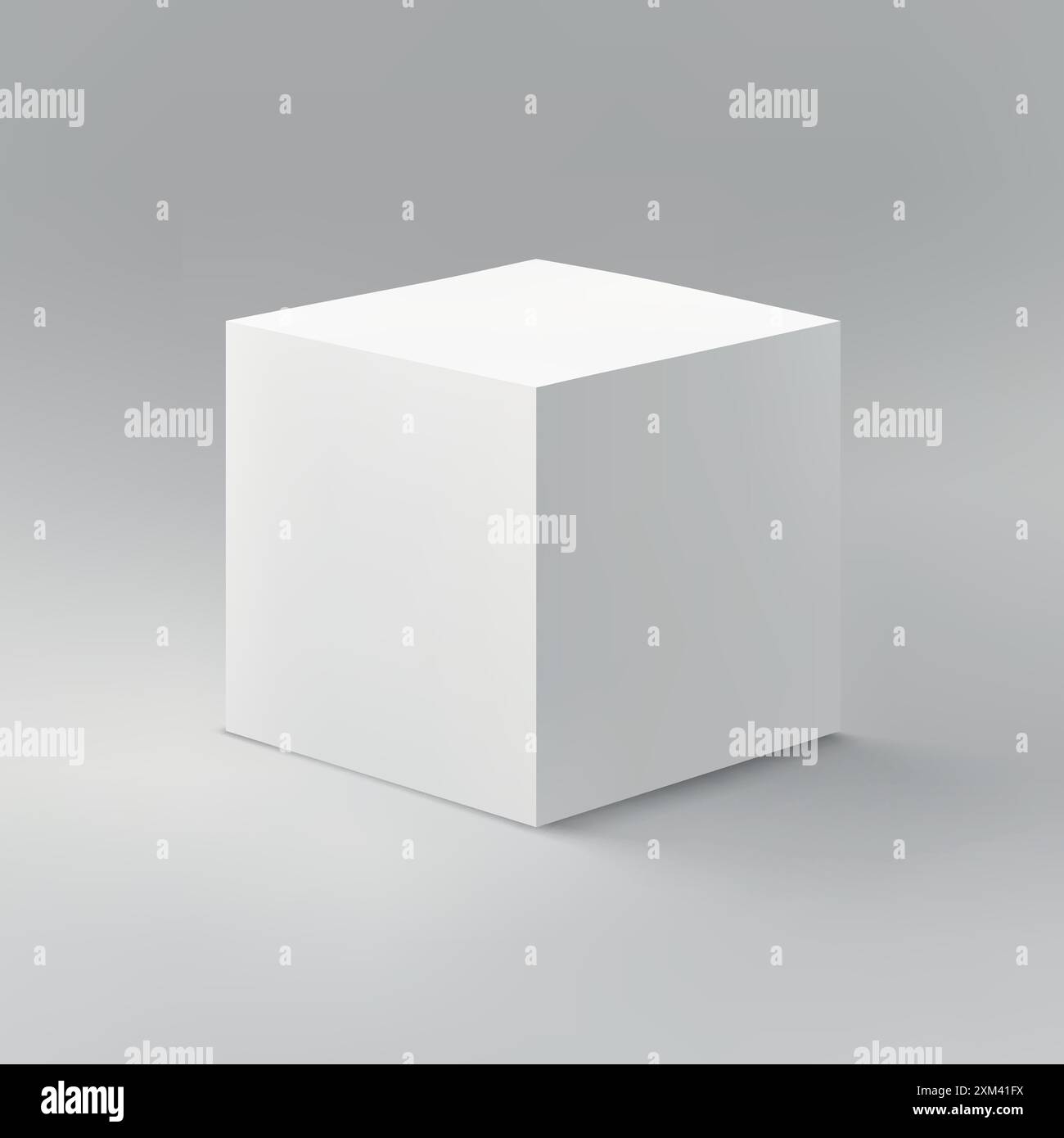 Minimalistic white cube on a smooth gray gradient background, casting a ...