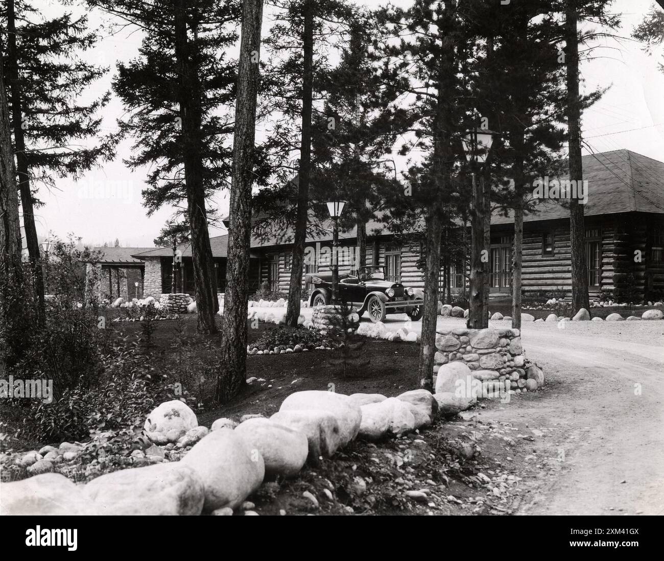Vintage historic picture of the Jasper Park Lodge circa 1923. Main ...
