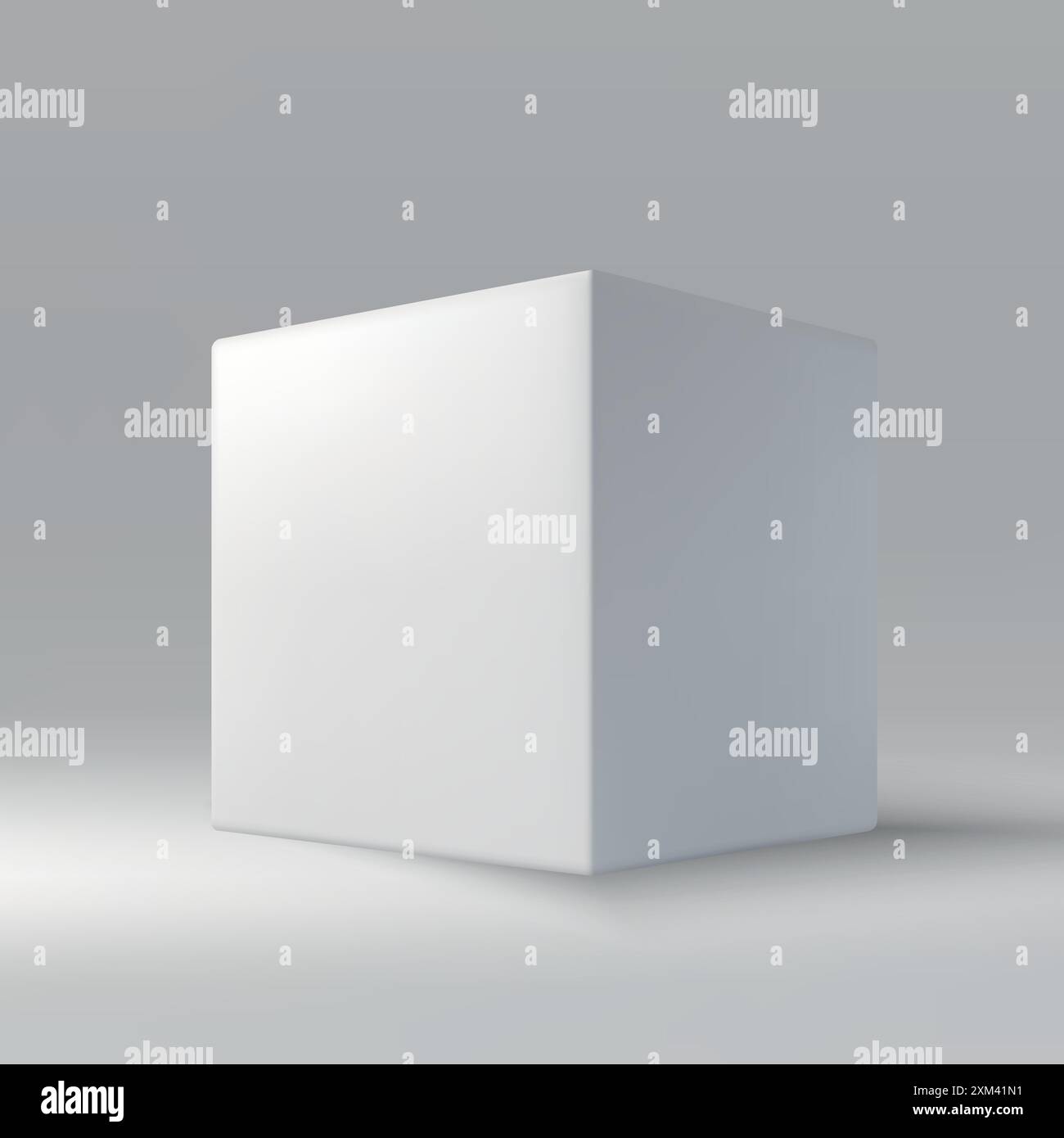 Minimalistic white cube on a smooth gray gradient background, casting a ...