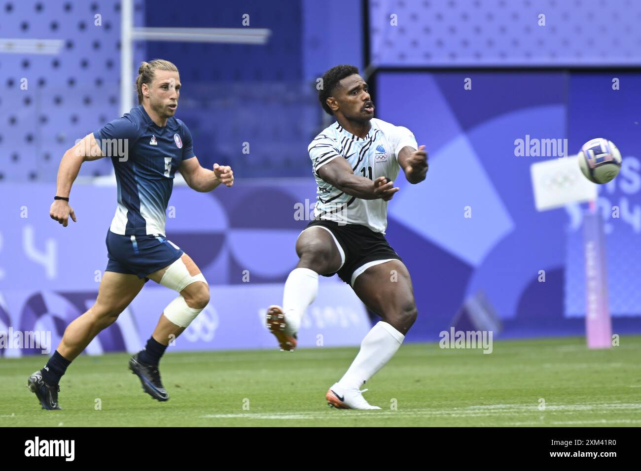 Kaminieli Rasaku (Fiji) and Stephen Parez Edo Martin (France), Rugby ...