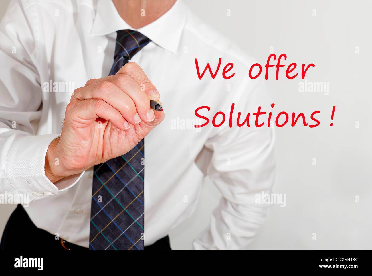 We offer Solution, Manager on Glassboard Stock Photo - Alamy