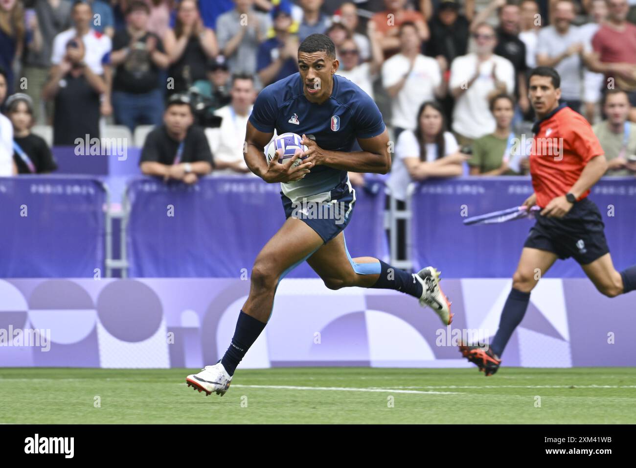 Aaron Grandidier Nkanang (France) scores a try, Rugby Sevens, Men's ...