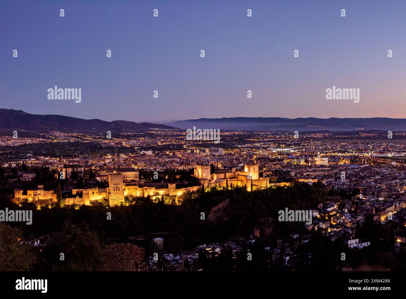 Stunning twilight view of the Alhambra and Granada cityscape from San ...