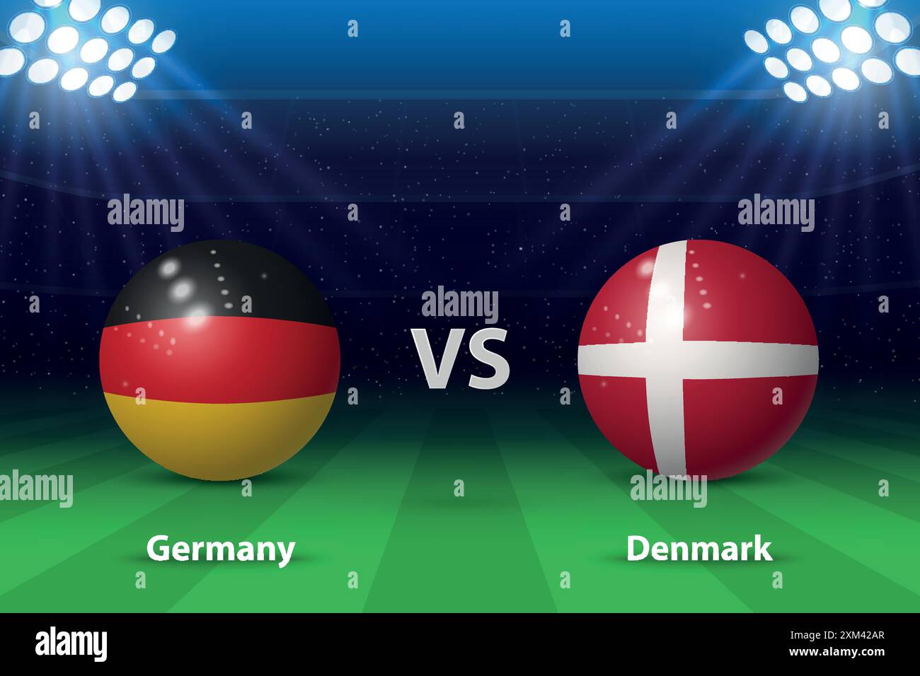 Germany vs Denmark. Europe football tournament 2024, Soccer scoreboard ...