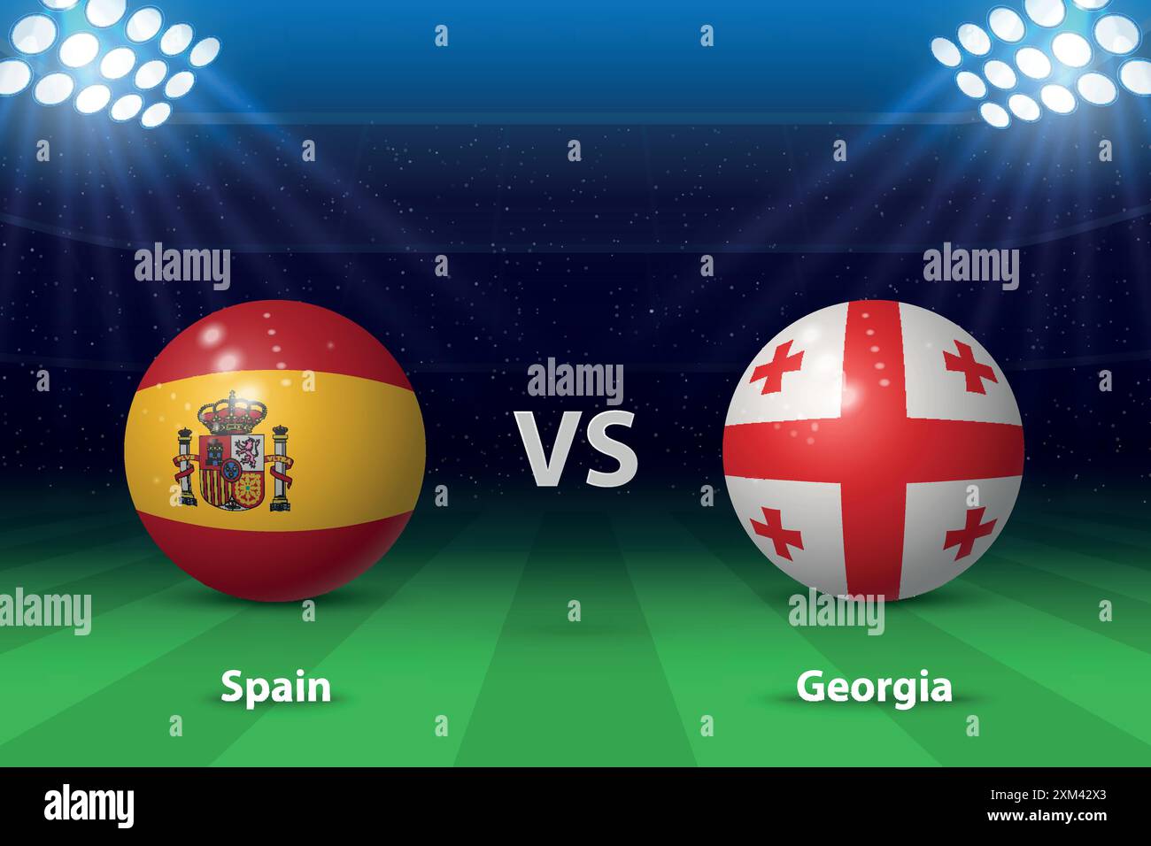 Spain vs Georgia. Europe football tournament 2024, Soccer scoreboard ...