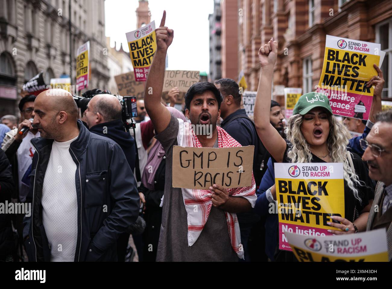 A Stand Up To Racism demonstration in Manchester after a police officer ...