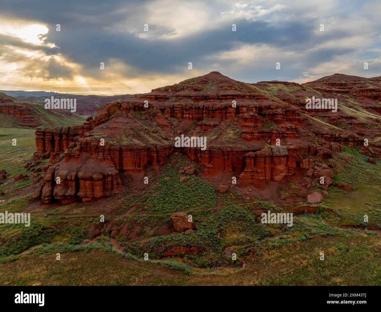 Red fairy chimneys shaped like formations that are millions of years ...