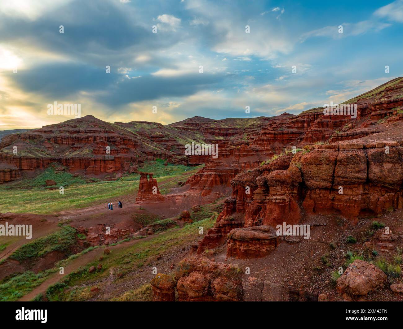 Red fairy chimneys shaped like formations that are millions of years ...