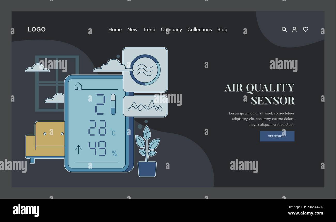 Wellness Technology concept. A digital air quality sensor interface ... Wellness Technology concept. A digital air quality sensor interface ...