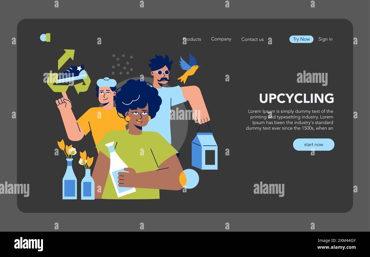 Circular economy concept. People engaging in upcycling activities ...