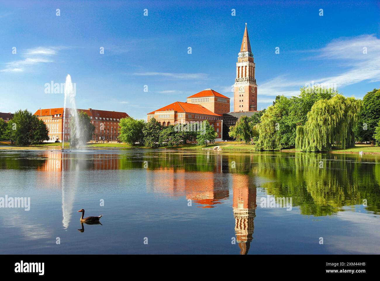 City of Kiel - City Hall Tower with Opera House at Kleinen Kiel with ...