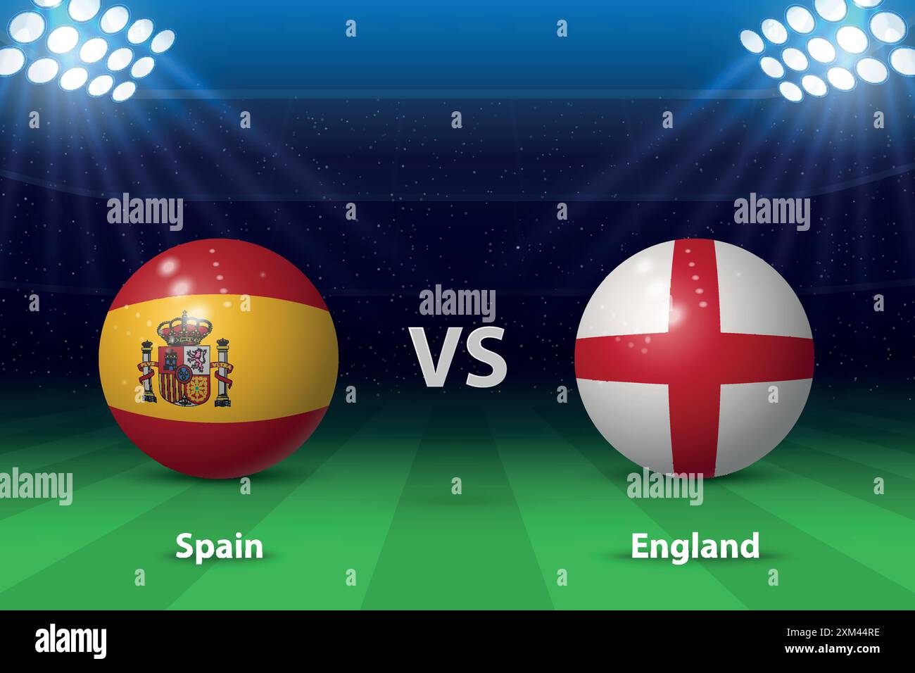 Spain vs England. Soccer scoreboard broadcast graphic template Stock ...