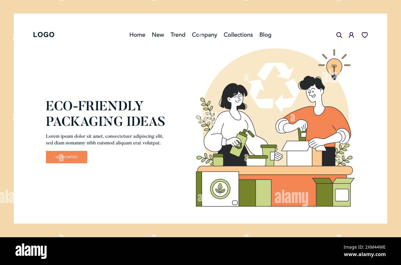 Sustainable packaging concept. Two people engaging in eco-friendly ...