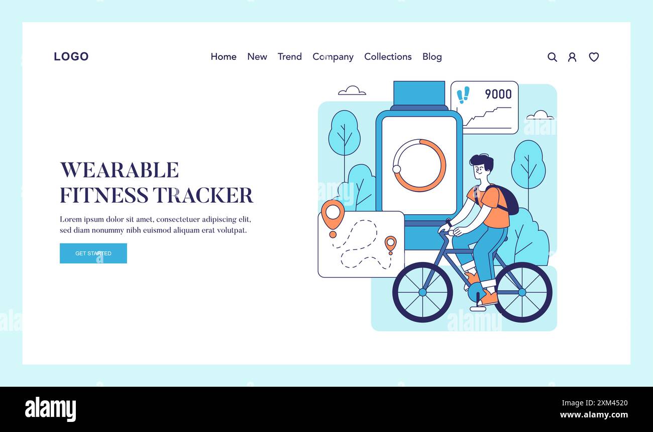 Wearable Fitness Tracker concept. A cyclist using a smartwatch to ...
