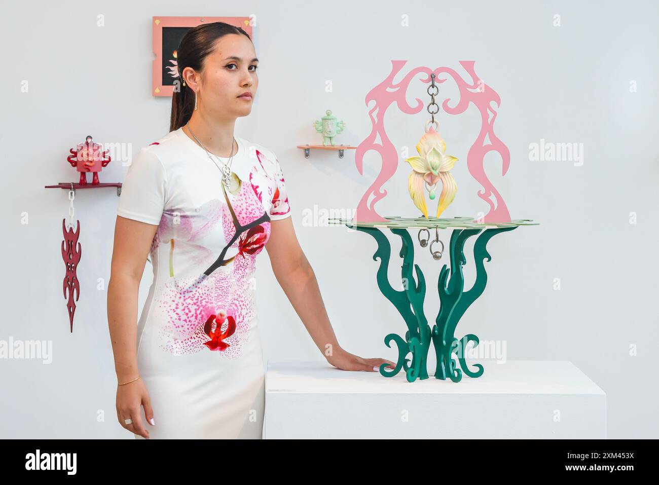 London, UK. 25th July, 2024. Artist Hannah Lim with her work 'Orchid ...