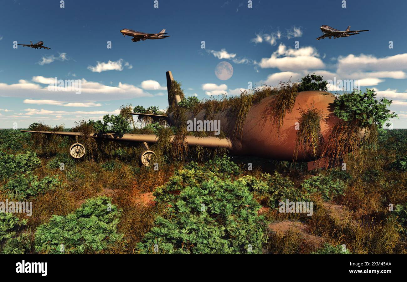 Overgrown Boeing 747 Jumbo Jet Stock Photo - Alamy