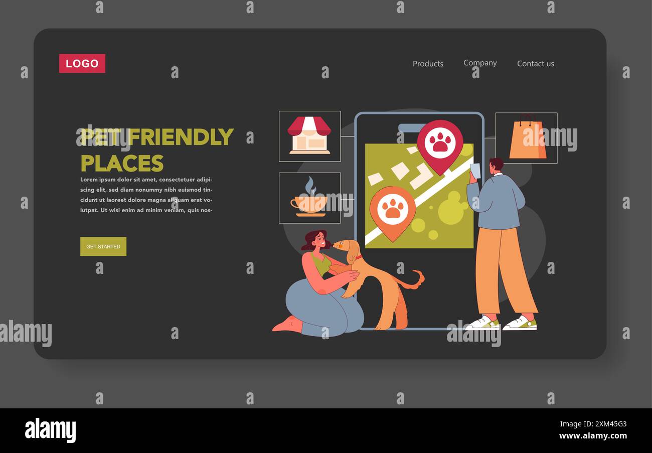 Pet Friendly Space concept. A user-friendly app interface for locating ...