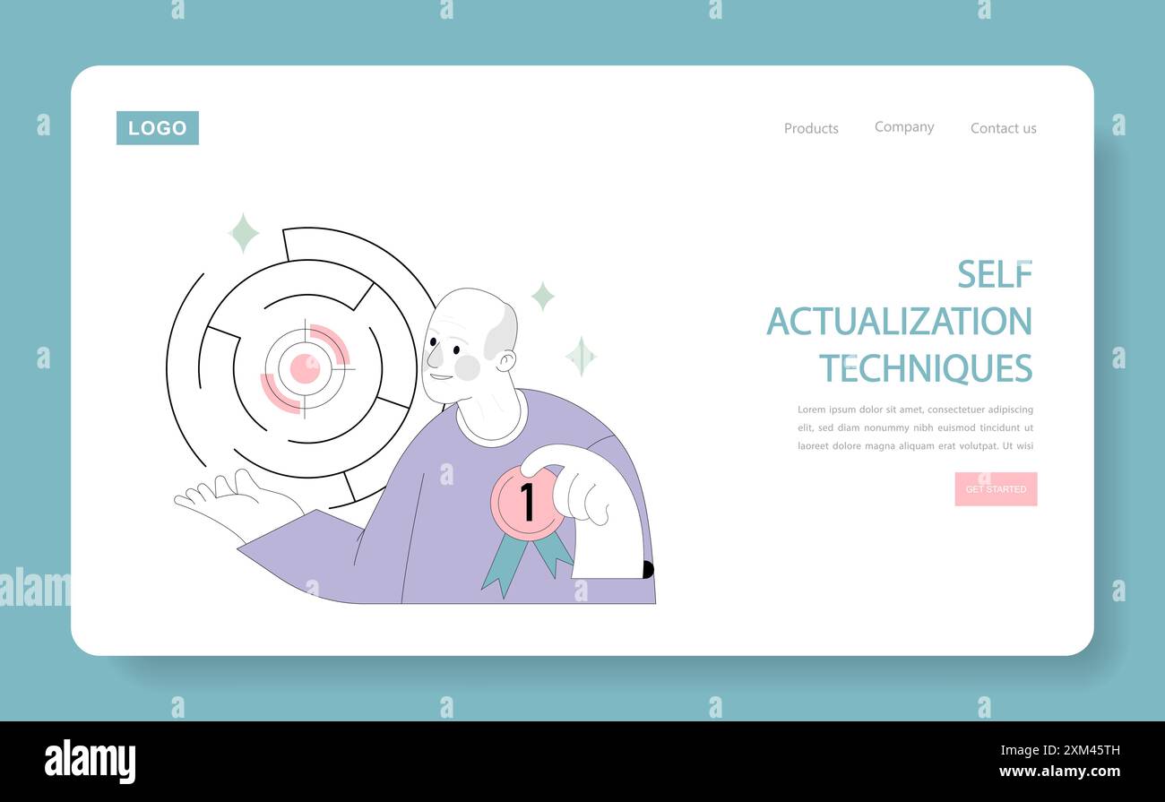 Humanistic psychology concept. A poised figure targets inner growth and ...