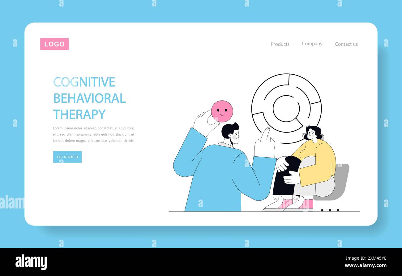 Cognitive Behavioral Therapy concept. Therapist and patient engage in positive mental health ...