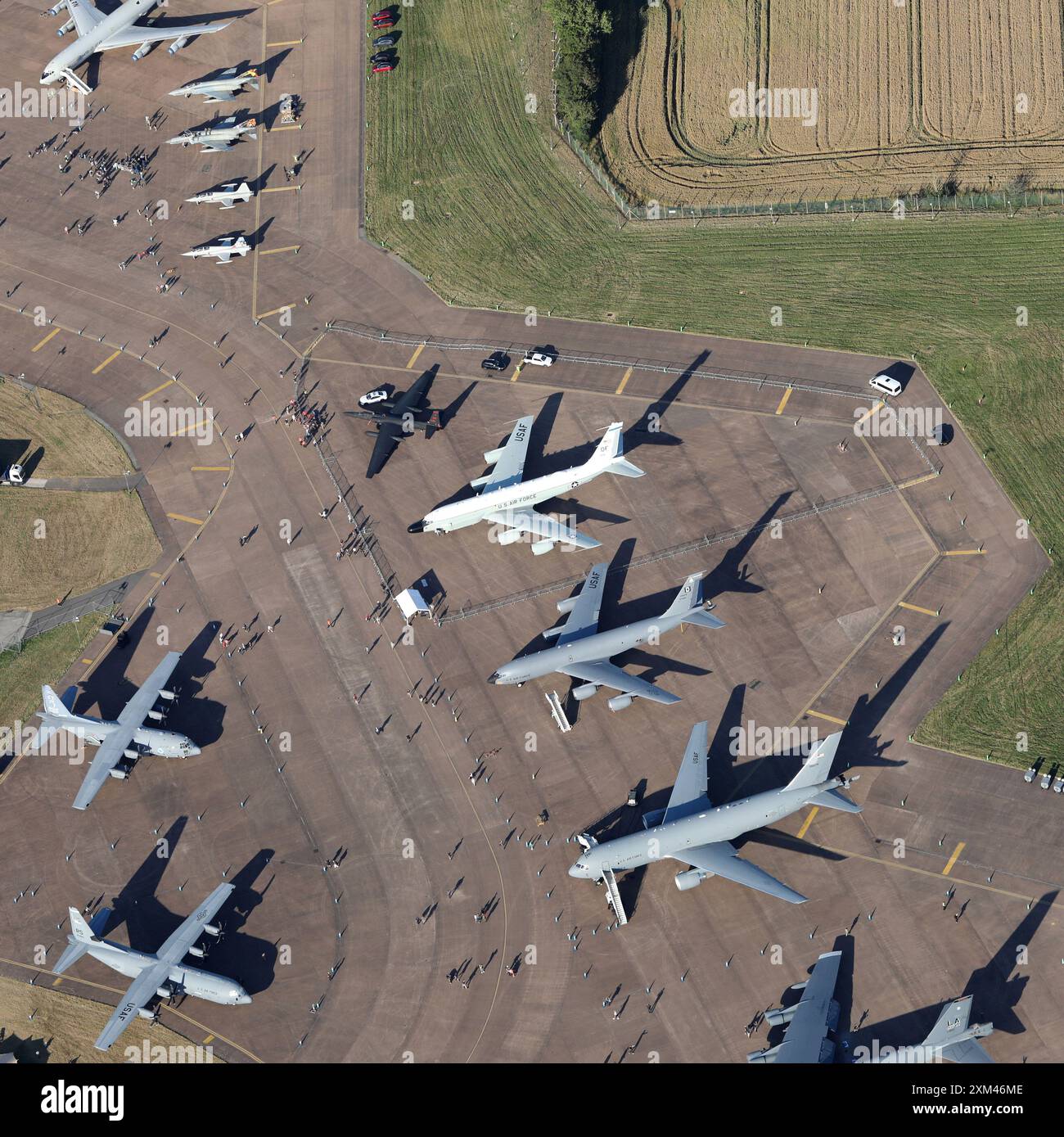 Aerial view of aircraft in the static display at the annual Royal ...
