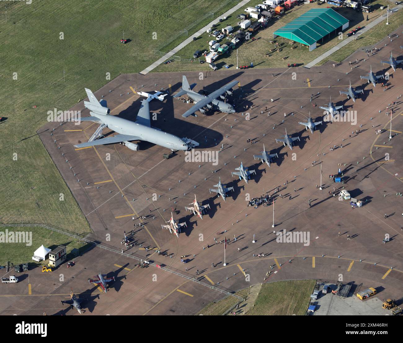 Aerial view of aircraft in the static display at the annual Royal ...