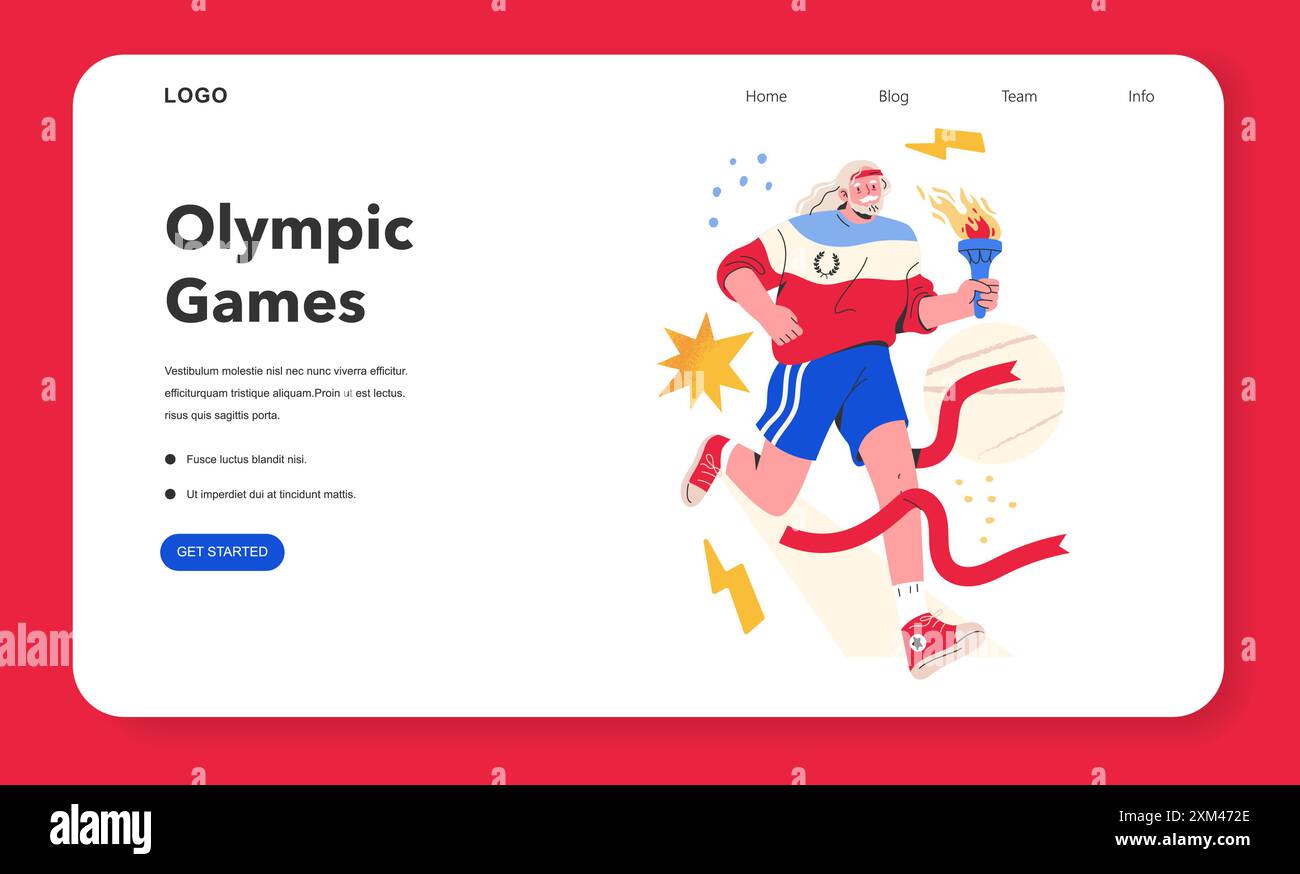 Olympic Games concept. An athlete carrying the iconic torch symbolizes ...