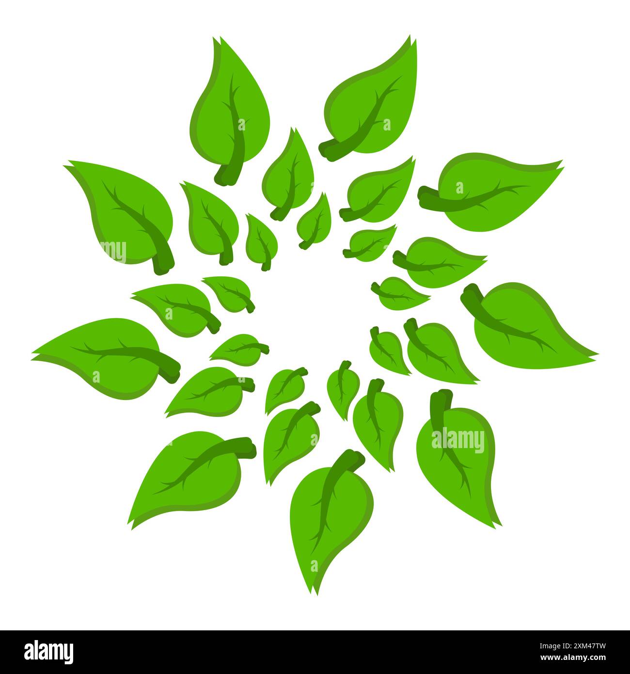 Green leaves in a circle vector. Magic circle icon from leaves. Circle ...
