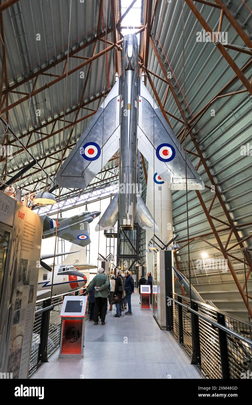 A P1B English Electric Lightning aircraft on display hanging from the ...