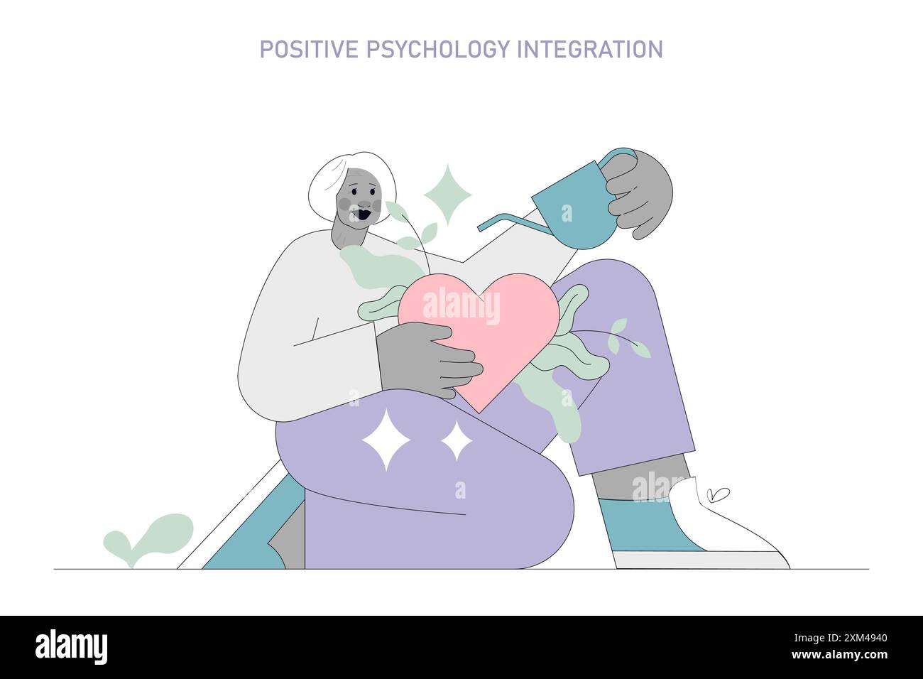 Humanistic psychology concept. A nurturing character cultivating self-love and emotional growth ...