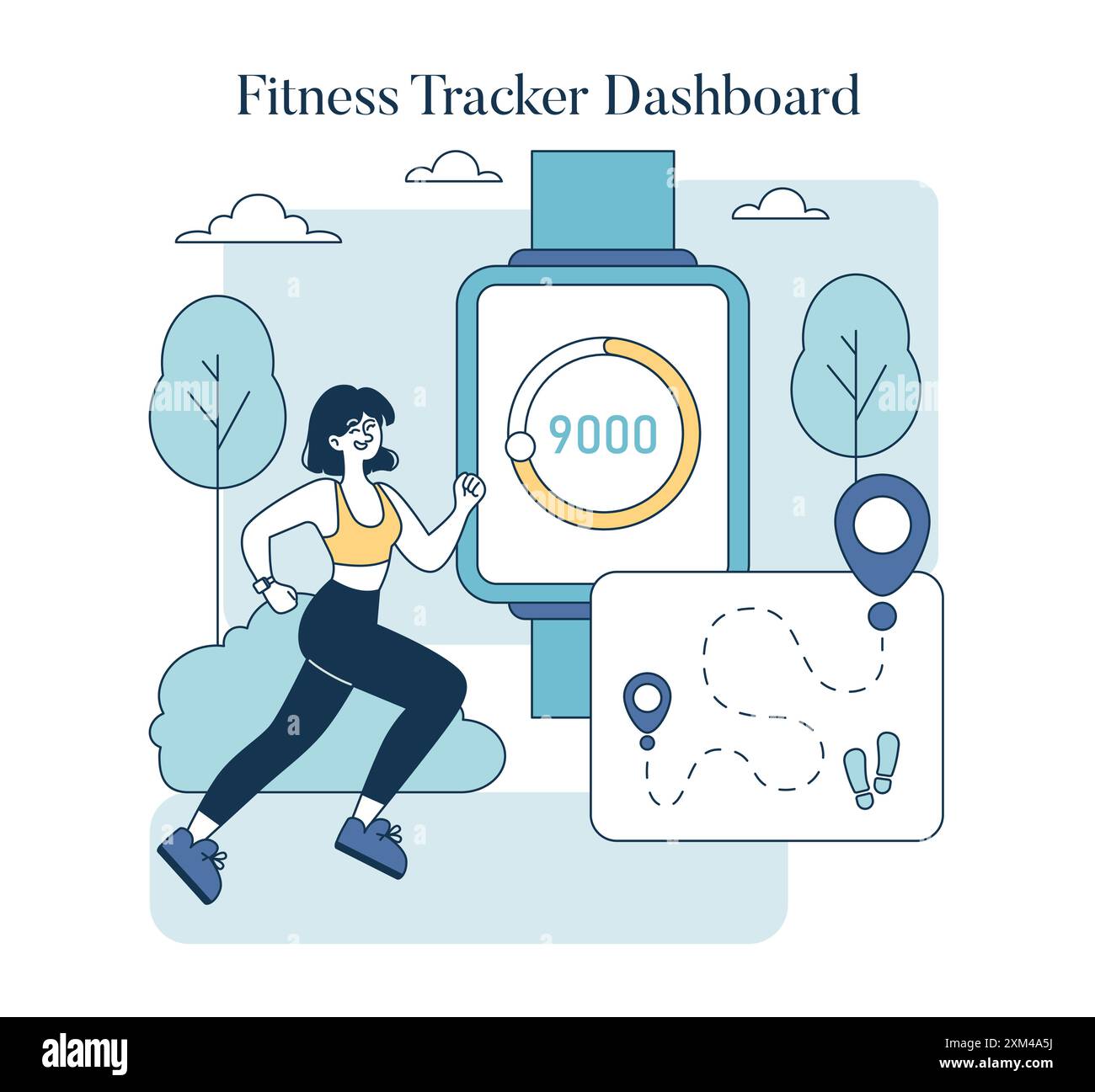 Fitness Tracker Dashboard concept. Woman engaging in healthy lifestyle ...