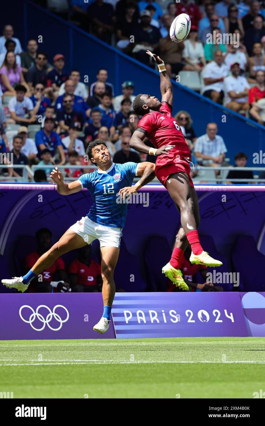 Paris, France, 25 July, 2024. Kevin Wekesa (6) of Team Kenya and Vaa ...