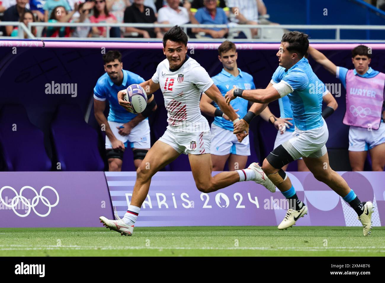 Paris, France, 25 July, 2024. Lucas Lacamp #12 of Team United States ...