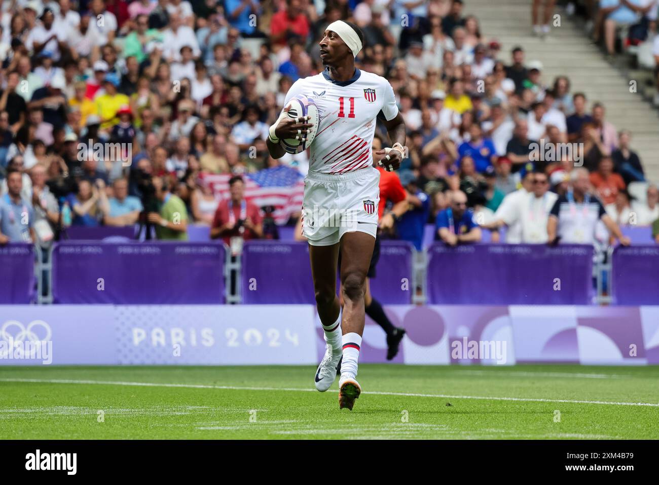 Paris, France, 25 July, 2024. Perry Baker #11 of Team United States ...