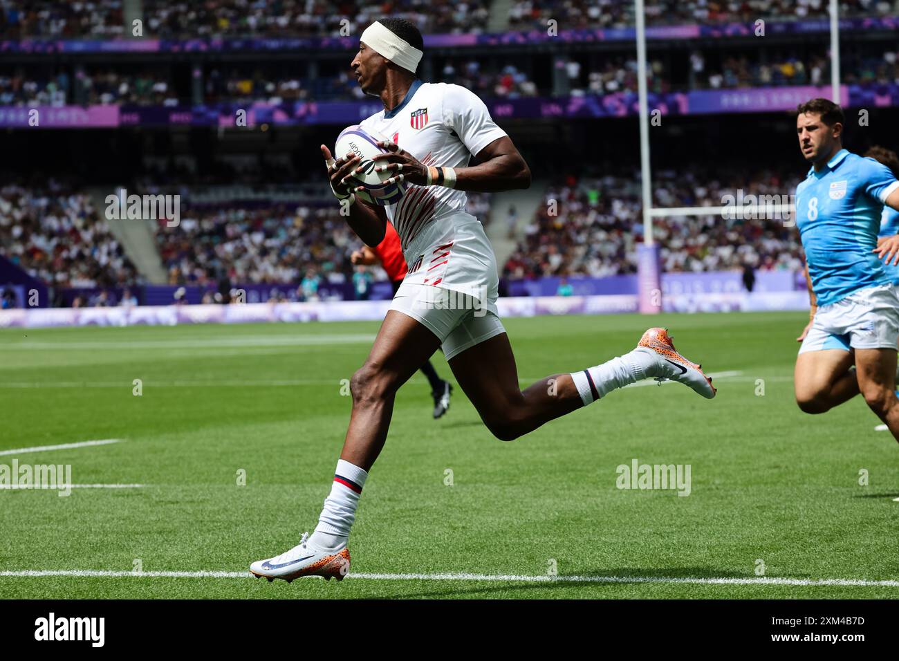Paris, France, 25 July, 2024. Perry Baker #11 of Team United States ...