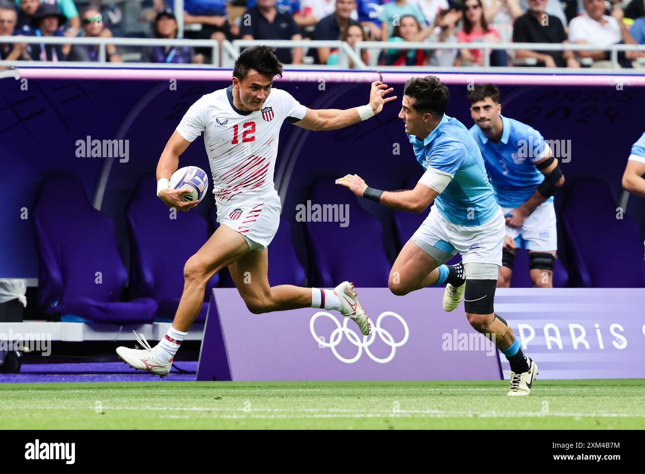 Paris, France, 25 July, 2024. Lucas Lacamp #12 of Team United States ...