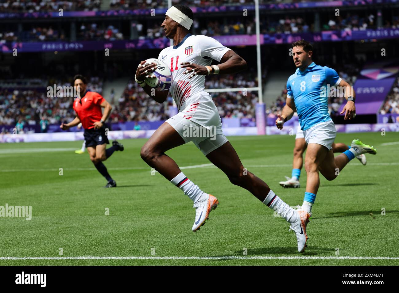 Paris, France, 25 July, 2024. Perry Baker #11 of Team United States ...