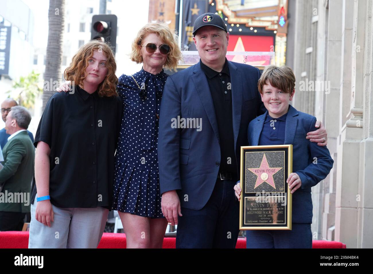 Ella Feige, from left, Caitlin Feige, Kevin Feige and Erik Feige attend ...