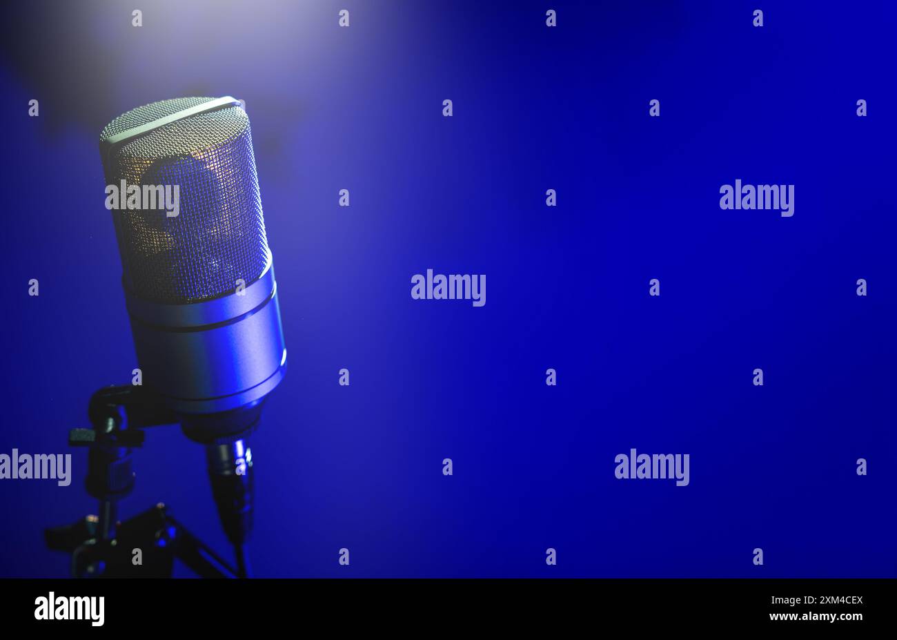 Professional studio microphone, detailed texture in blue color ...