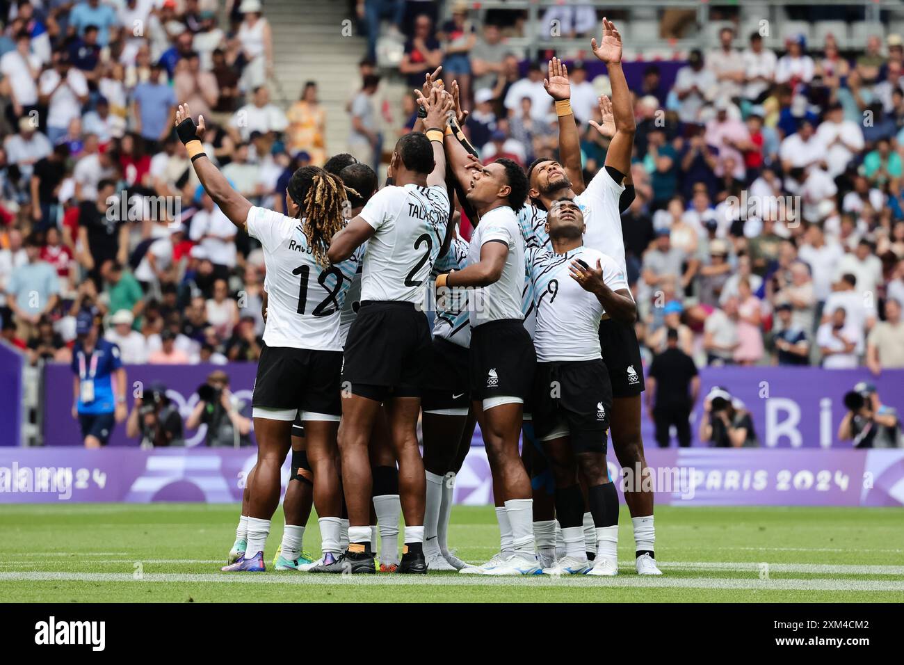 Paris, France, 25 July, 2024. Team Fiji pray during the Paris 2024 ...